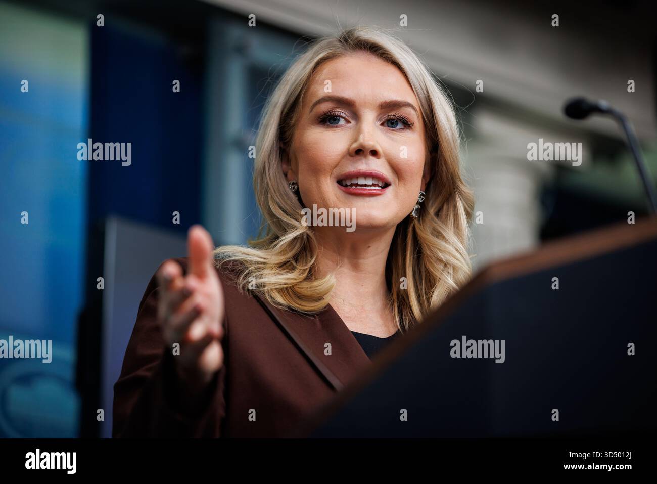 White House Press Secretary Karoline Leavitt speaks during a press ...