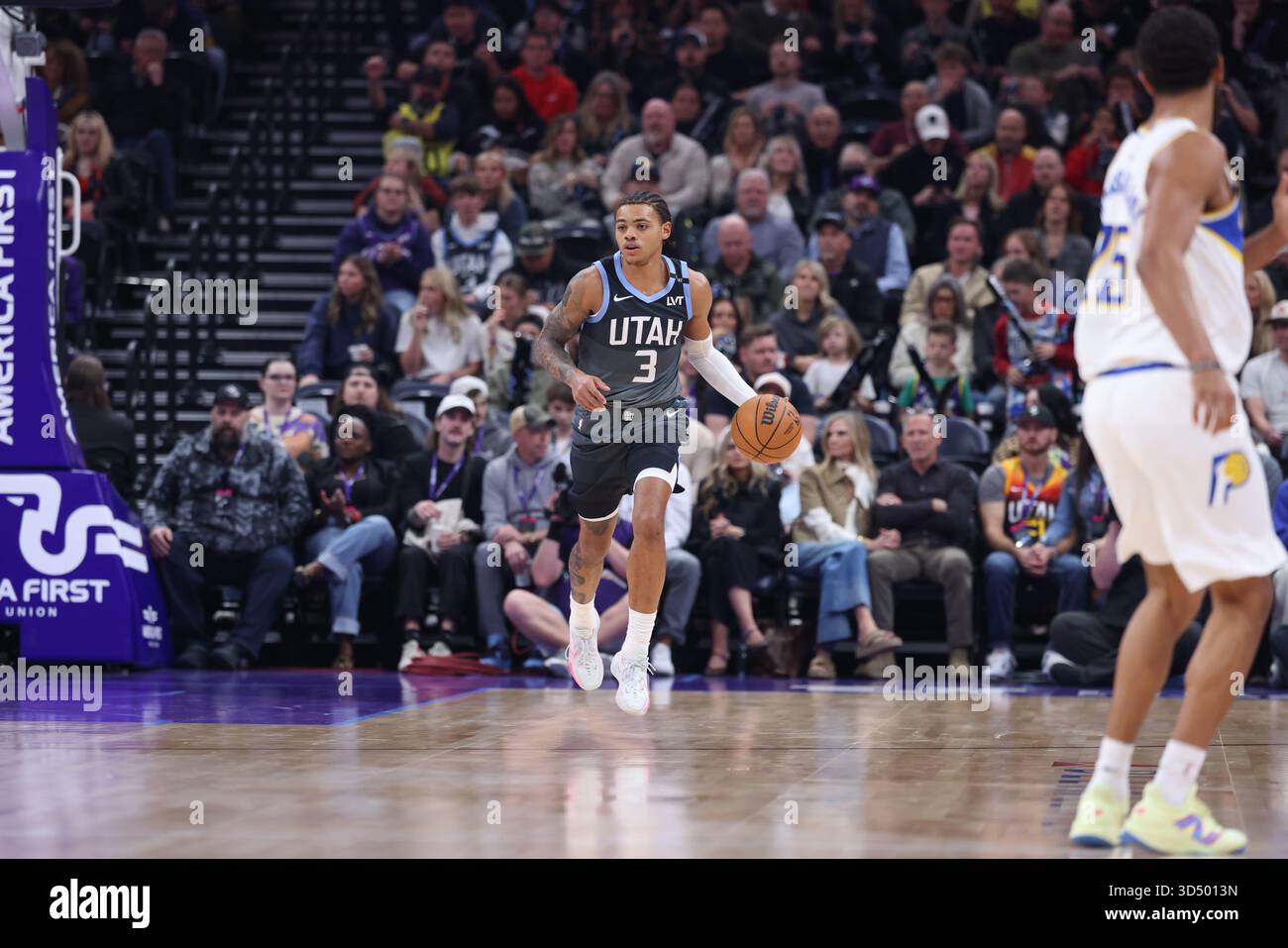 Utah Jazz guard Keyonte George brings the ball up the court against the ...