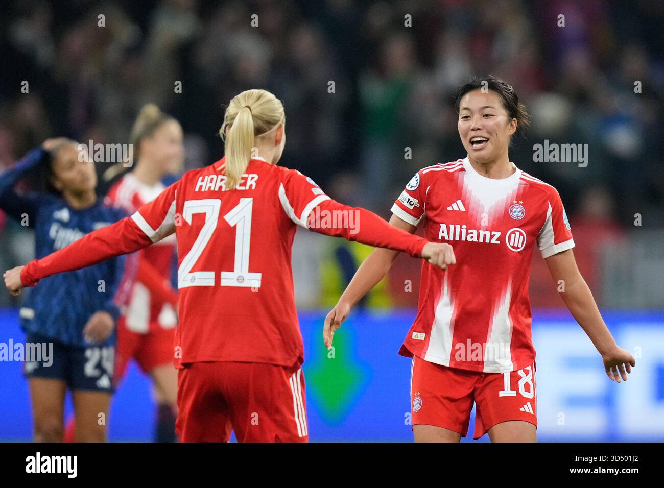 Bayern's Momoko Tanikawa celebrates with teammate Pernille Harder at ...