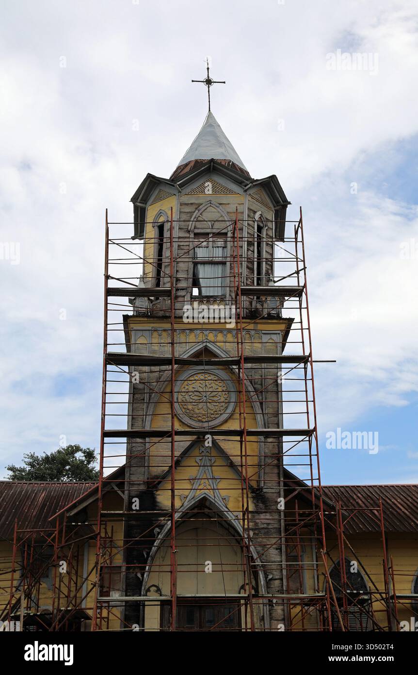 Decayed 19th century wooden church at Batete in Equatorial Guinea Stock ...