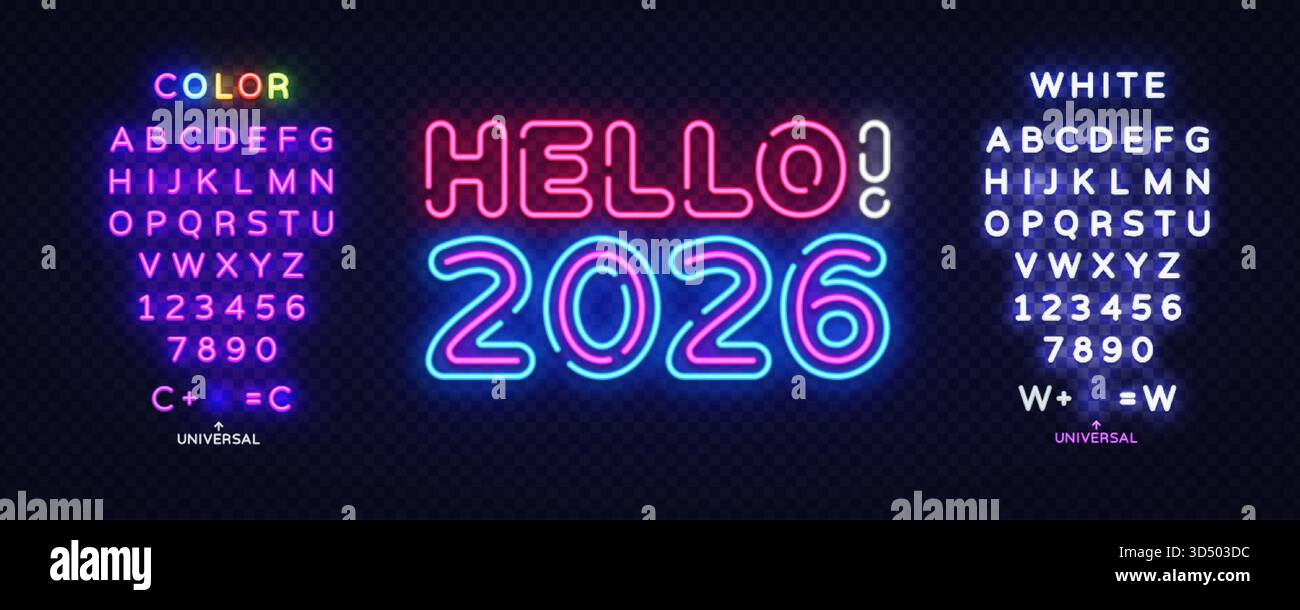 Bright hello 2026 neon hi-res stock photography and images - Alamy