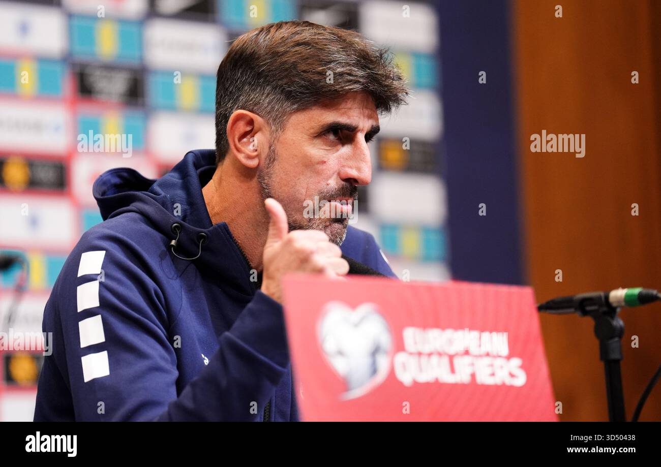 Serbia manager Veljko Paunovic during a press conference at Wembley ...