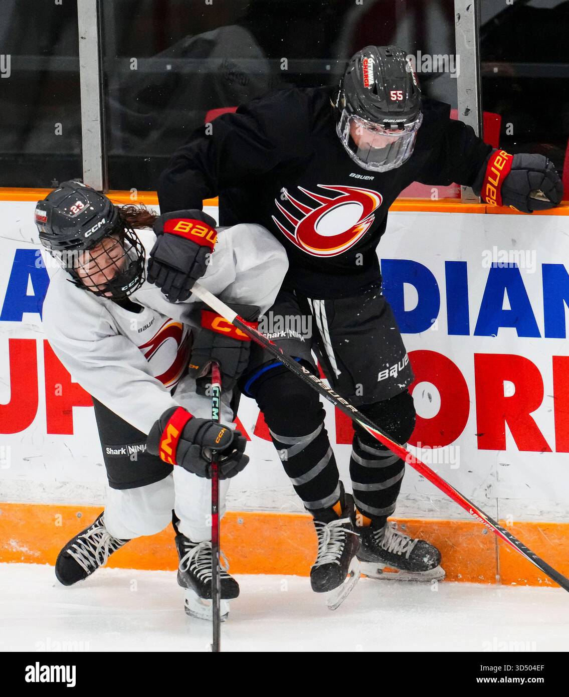 Ottawa Charge's Sarah Wozniewicz, left, and Samantha Isbell take part ...