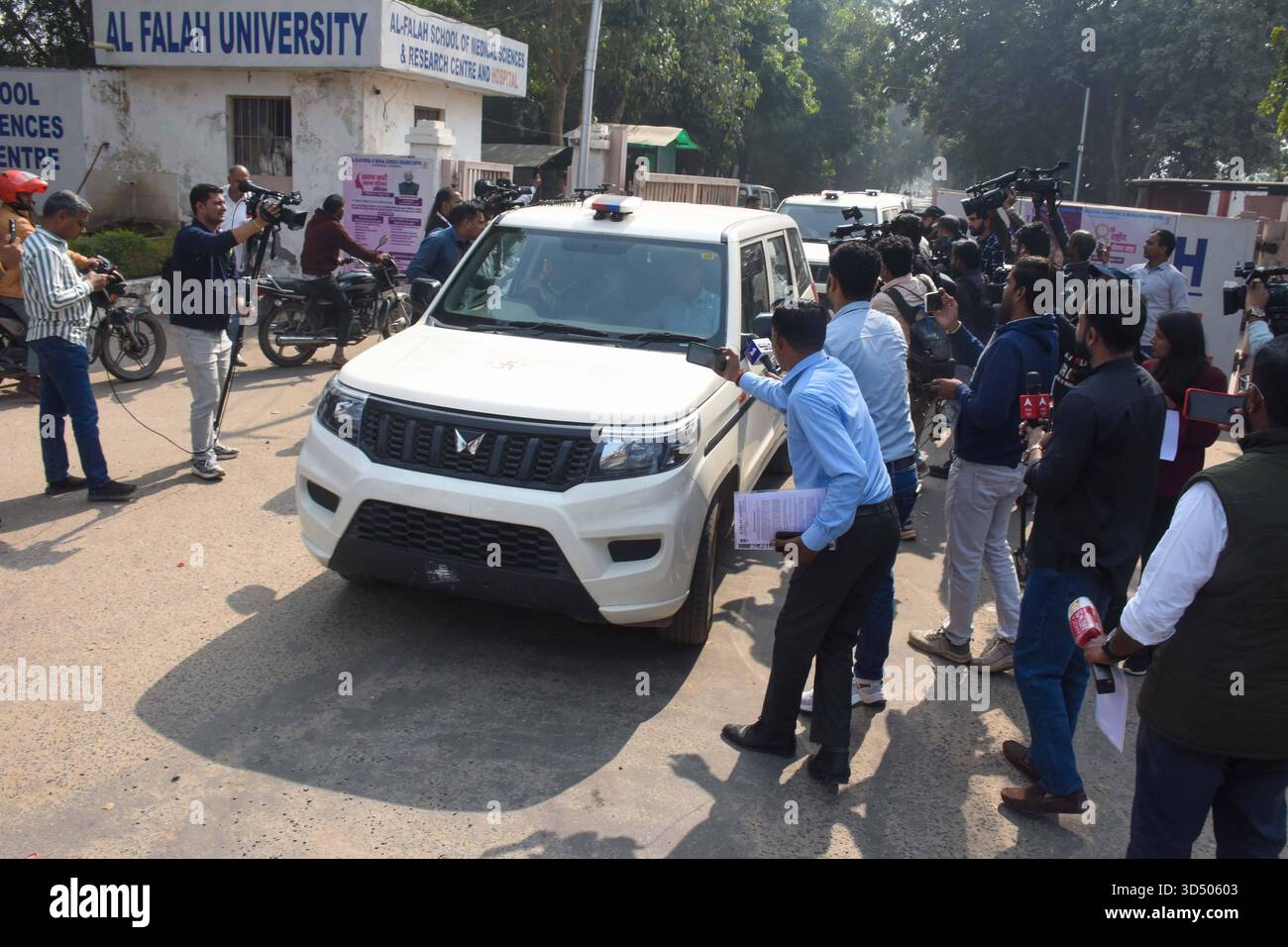 FARIDABAD, INDIA - NOVEMBER 12: The NIA and Crime Branch teams arrive ...