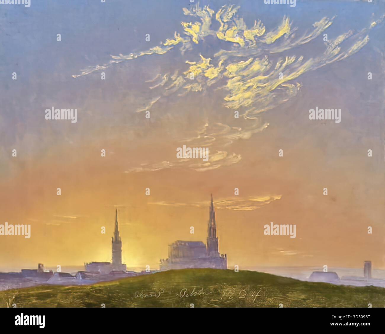 Evening (Sunset behind Dresden's Hofkirche) by Caspar David Friedrich ...