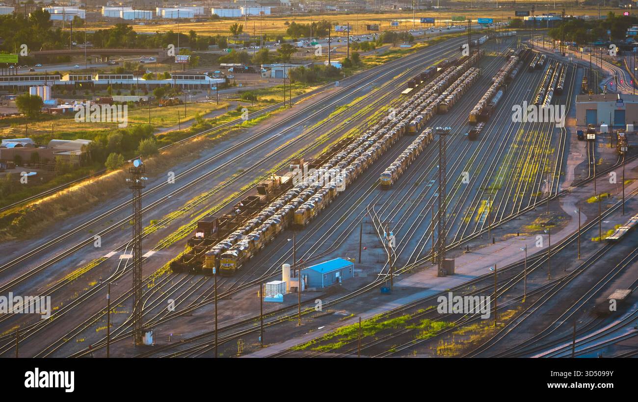 Aerial Train Yard and Railroad Tracks in Downtown Salt Lake City Utah ...
