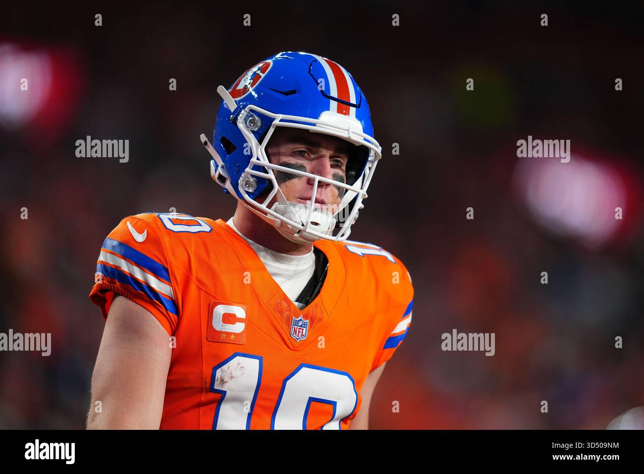 Denver Broncos quarterback Bo Nix reacts against the Las Vegas Raiders ...