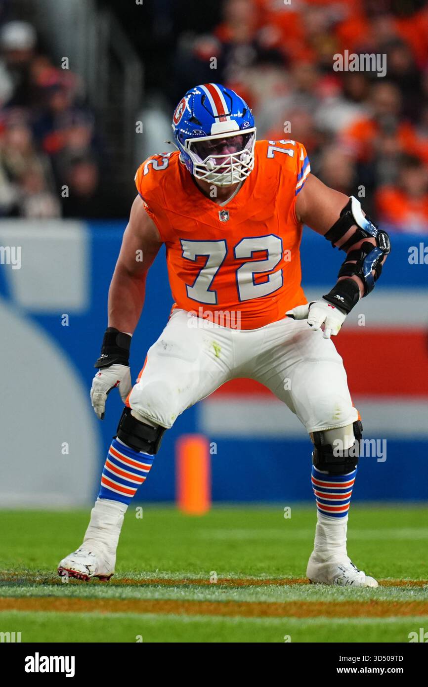 Denver Broncos offensive tackle Garett Bolles plays against the Las ...