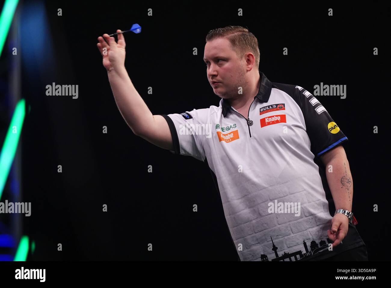 Martin Schindler during his second round match against Gerwyn Price on ...