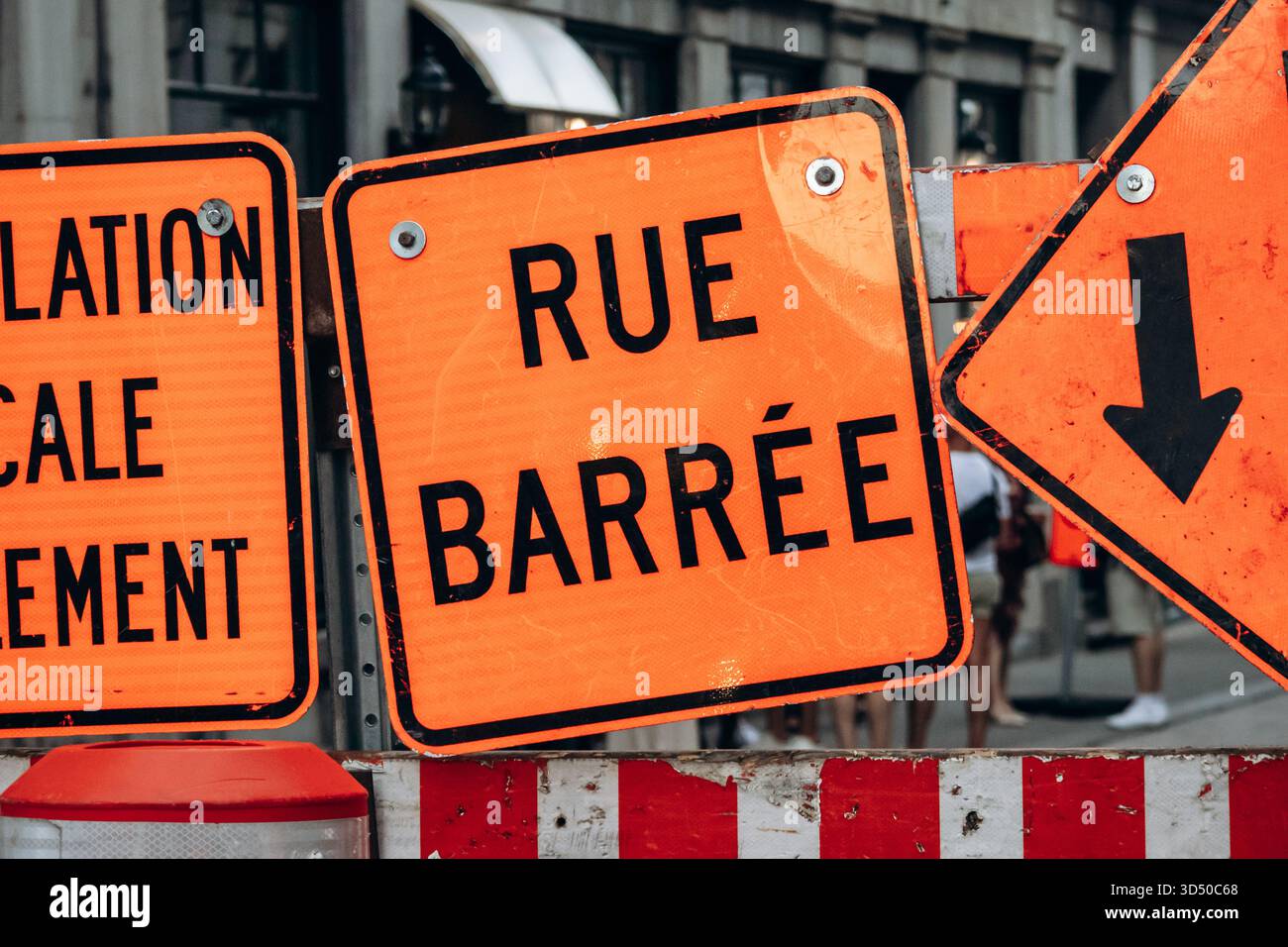 Montreal, Canada - August 11, 2025: Close-up of orange French "Rue ...