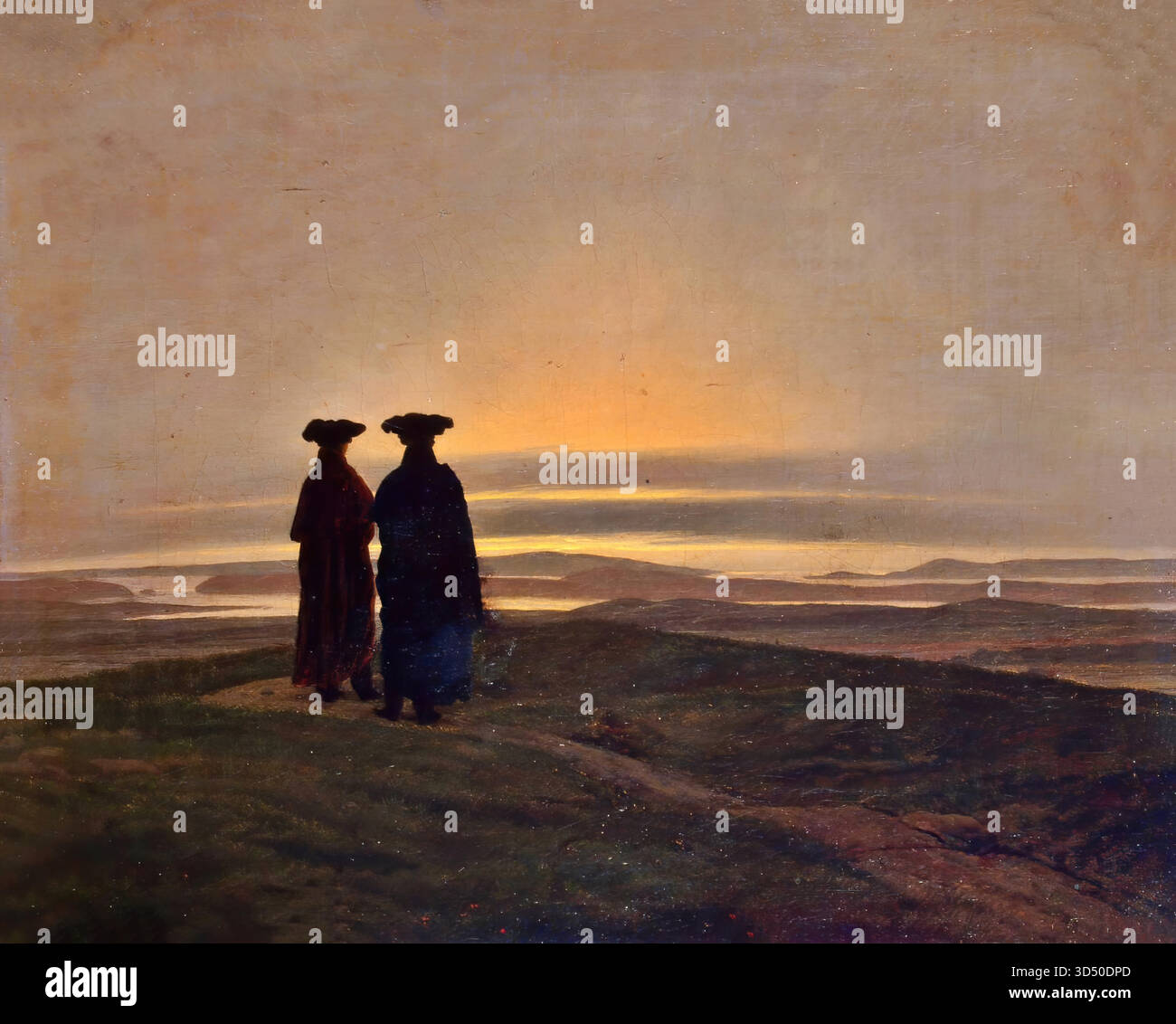 Sunset (Brothers) or Evening Landscape with Two Men by Caspar David ...