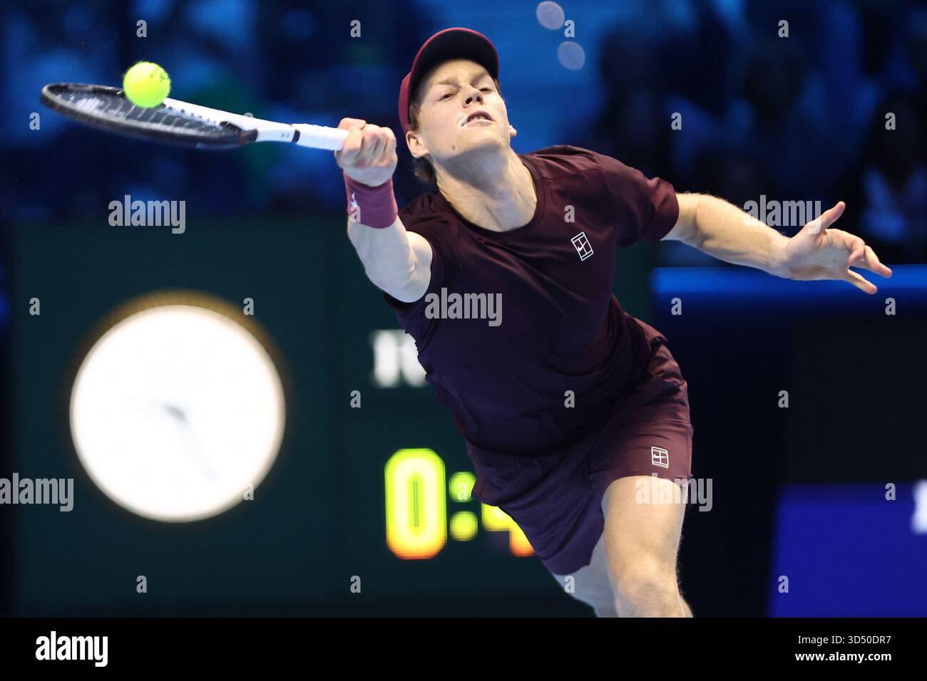 Jannik Sinner of Italy in action during the Round Robin singles match ...