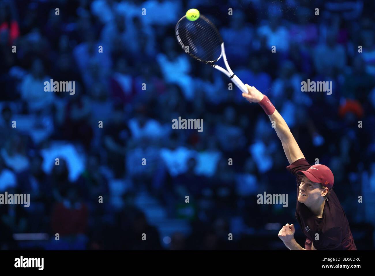 Jannik Sinner of Italy in action during the Round Robin singles match ...