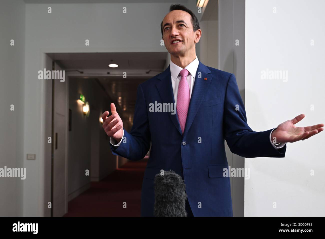Liberal Senator Dave Sharma speaks to the media during a doorstop ...