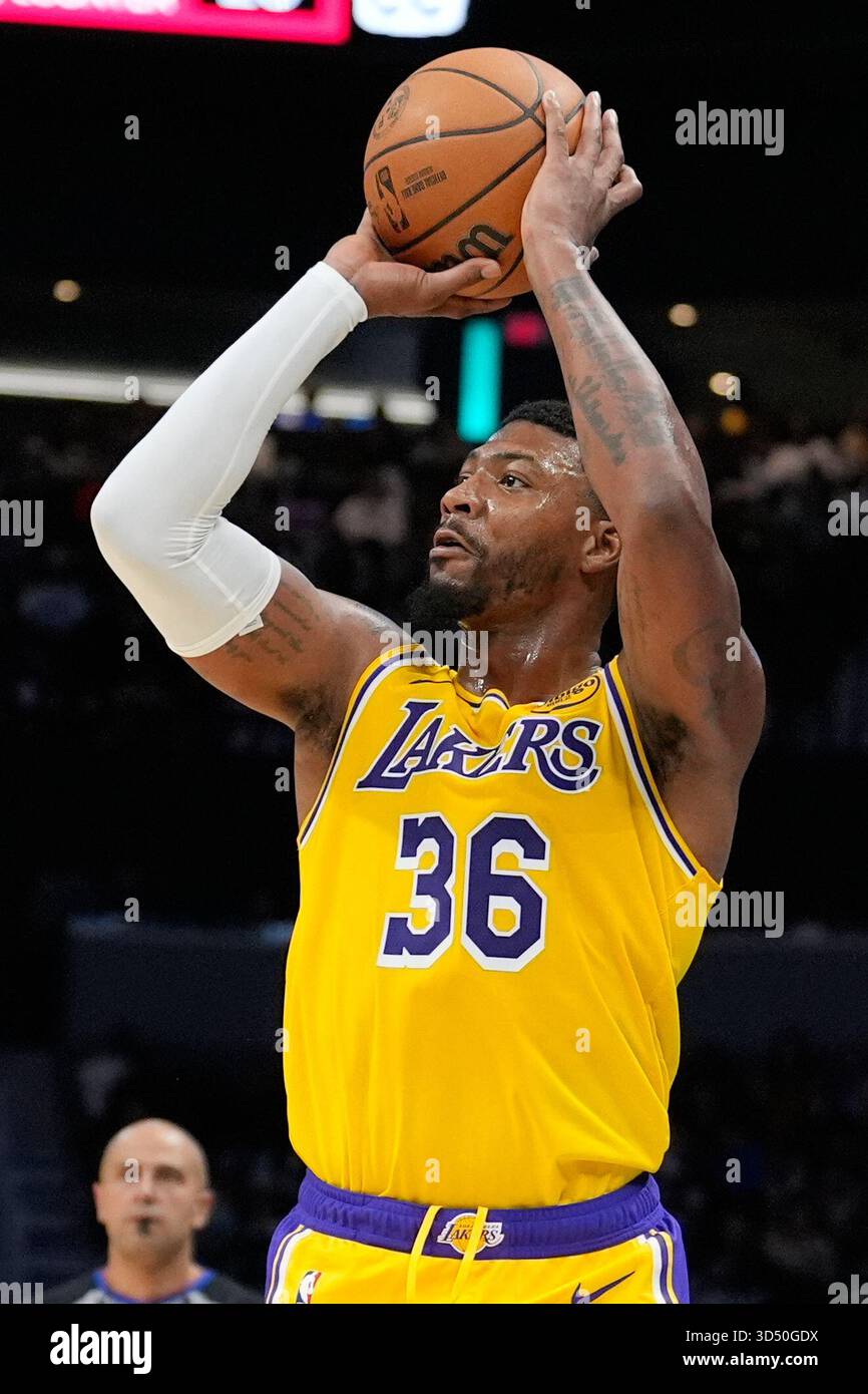 Los Angeles Lakers guard Marcus Smart shoots against the Charlotte ...