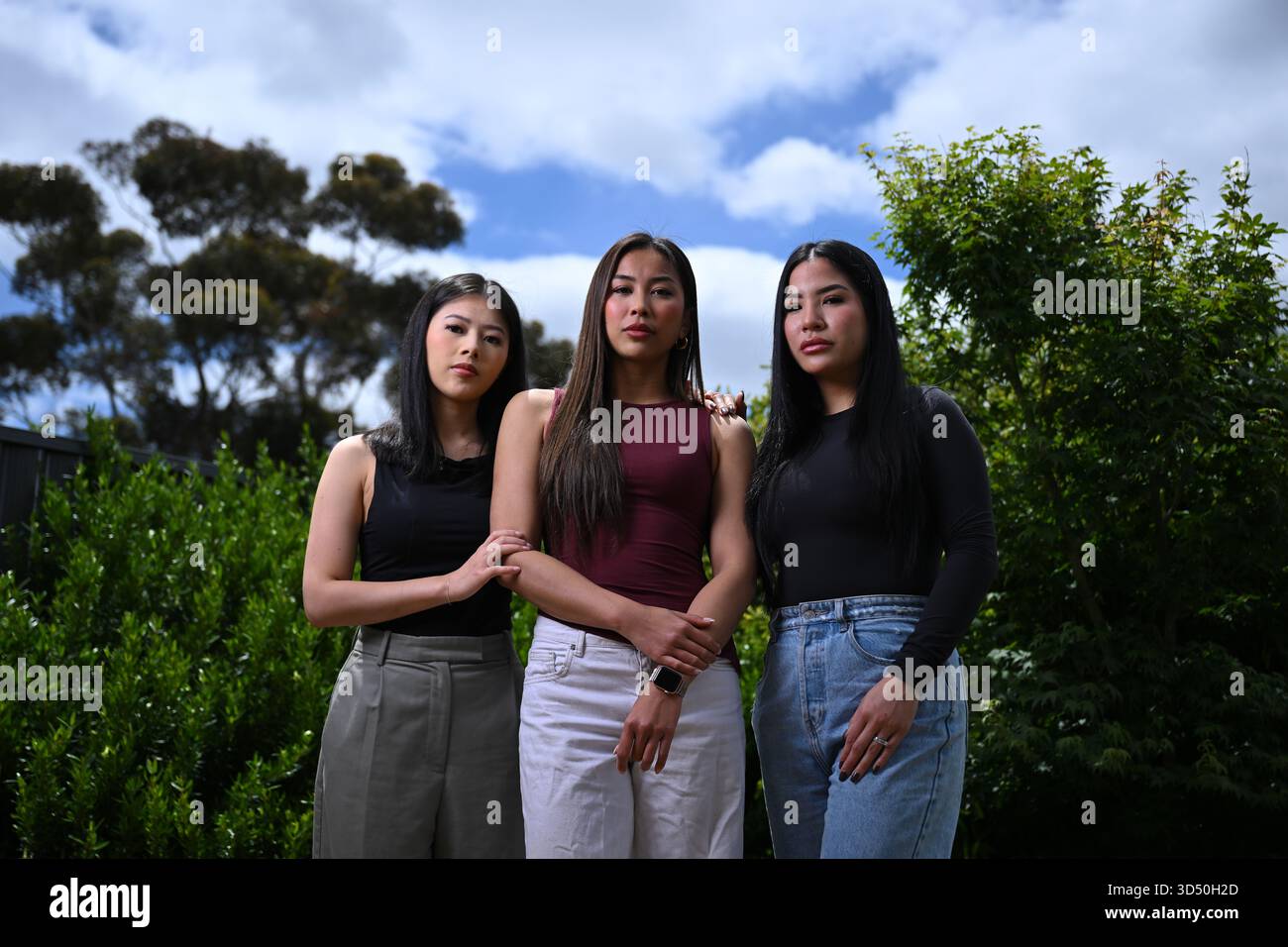 (L-R) Jasmine Tran, Vy Tran and Jenny Bui pose for a photograph in Melbourne, Wednesday ...
