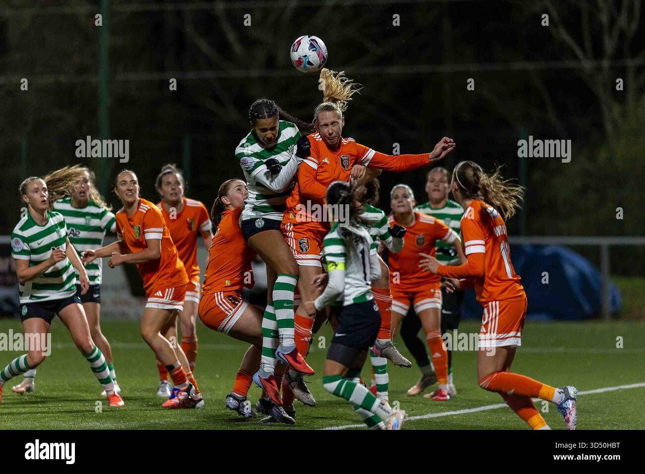 Springburn, Scotland. 12 November 2025. Ashley Barron of Sporting CP ...