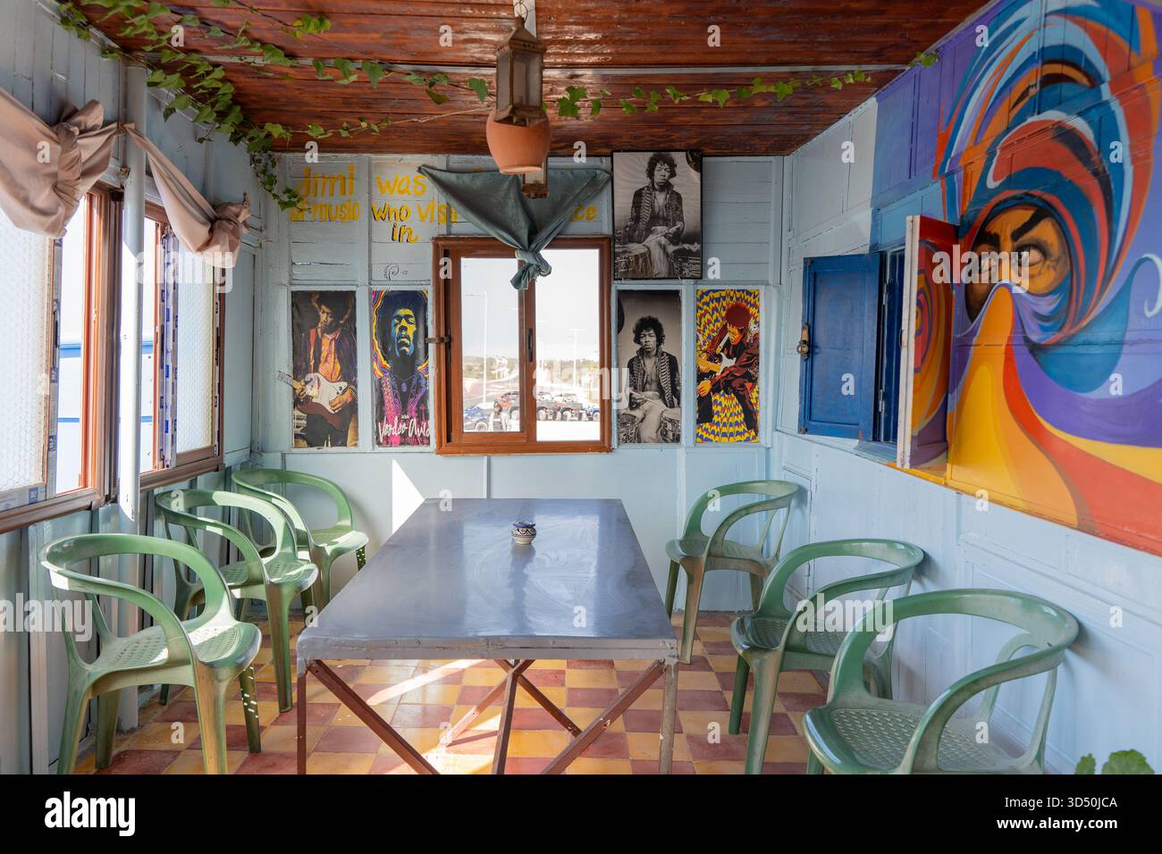 Inside the Jimi Hendrix cafe and restaurant in the village of Diabat ...
