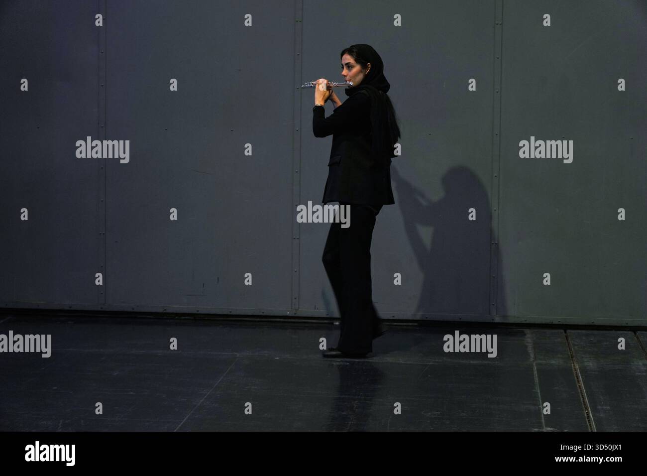 Iranian musician Mahsima Fallahi plays the Flute as she rehearses prior ...