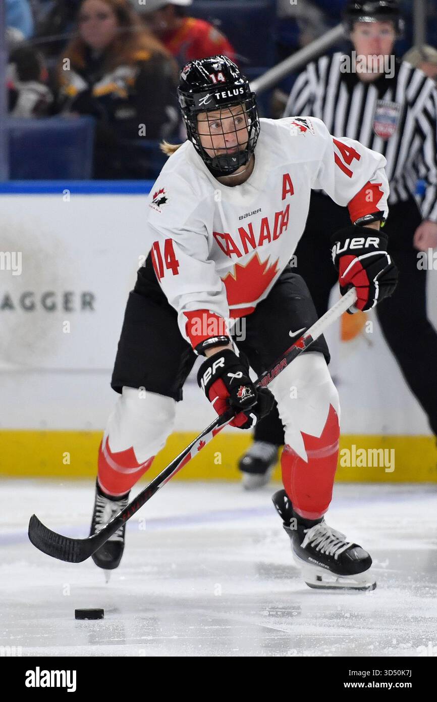 Canada defensewoman Renata Fast (14) skates with the puck during the ...