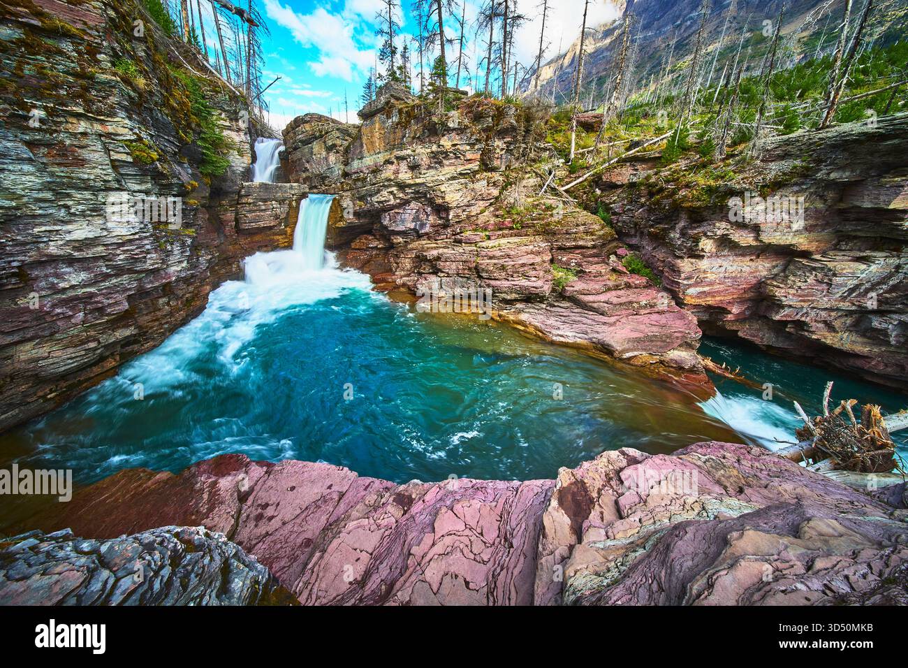 Waterfall plunging crystal pool hi-res stock photography and images - Alamy