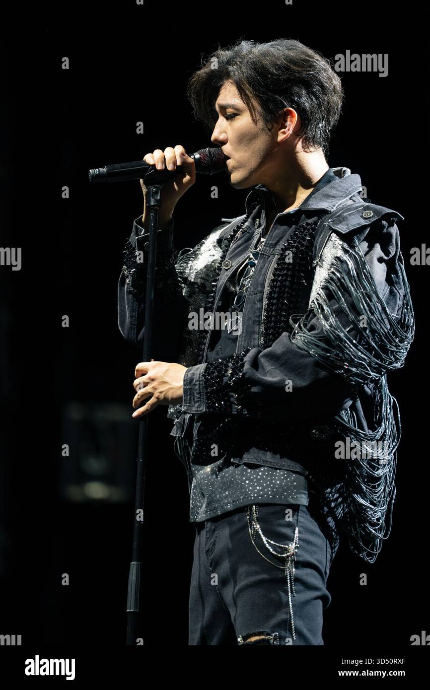 Dimash Qudaibergen performs onstage during his 'Stranger Tour' at Ovo ...