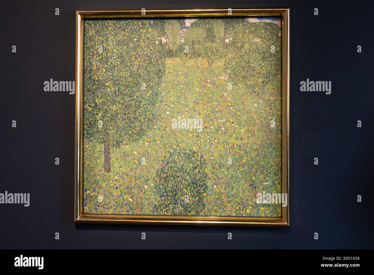 Painting by Gustav Klimt 'Blumenwiese' (Blooming Meadow) on display at ...