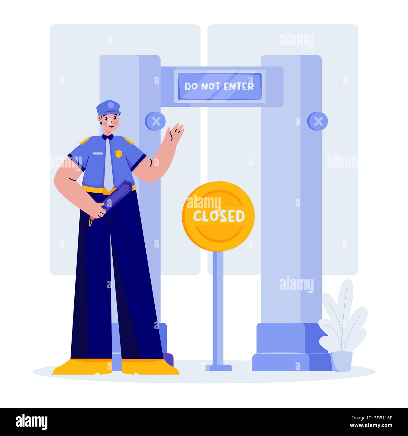 People at closed gate Stock Vector Images - Alamy