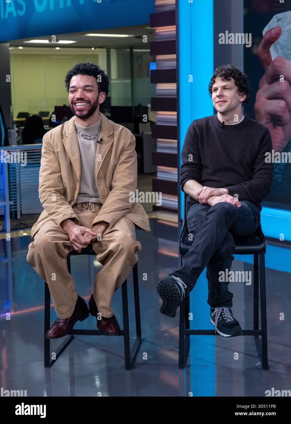 DORAL, FL - NOV 12: Justice Smith and Jesse Eisenberg are seen during ...