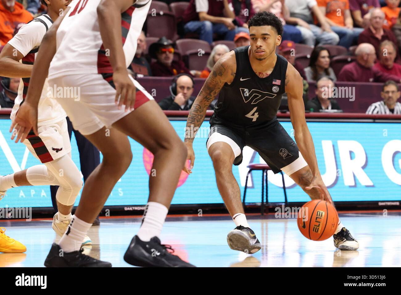 November 12, 2025: Virginia Tech Hokies guard Izaiah Pasha (4) handles ...