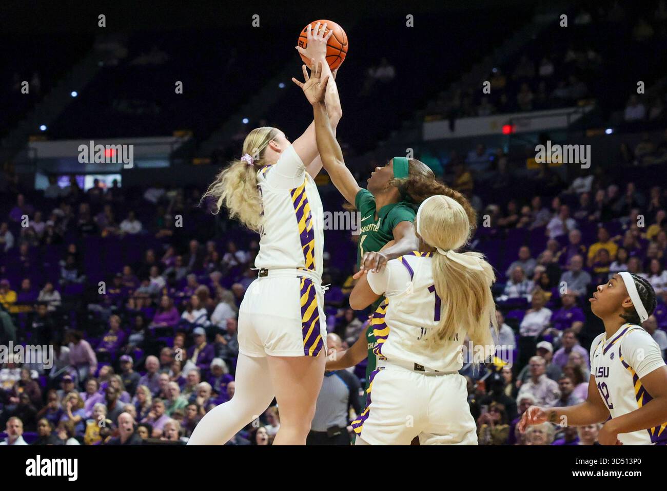 LSU Tigers forward Kate Koval (13) pulls down a defensive rebound ...