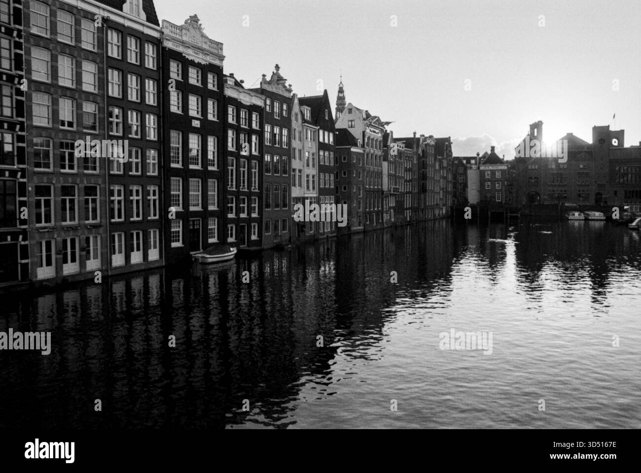 View on Amstel from Damrak. View on The Amstel River and bordering ...