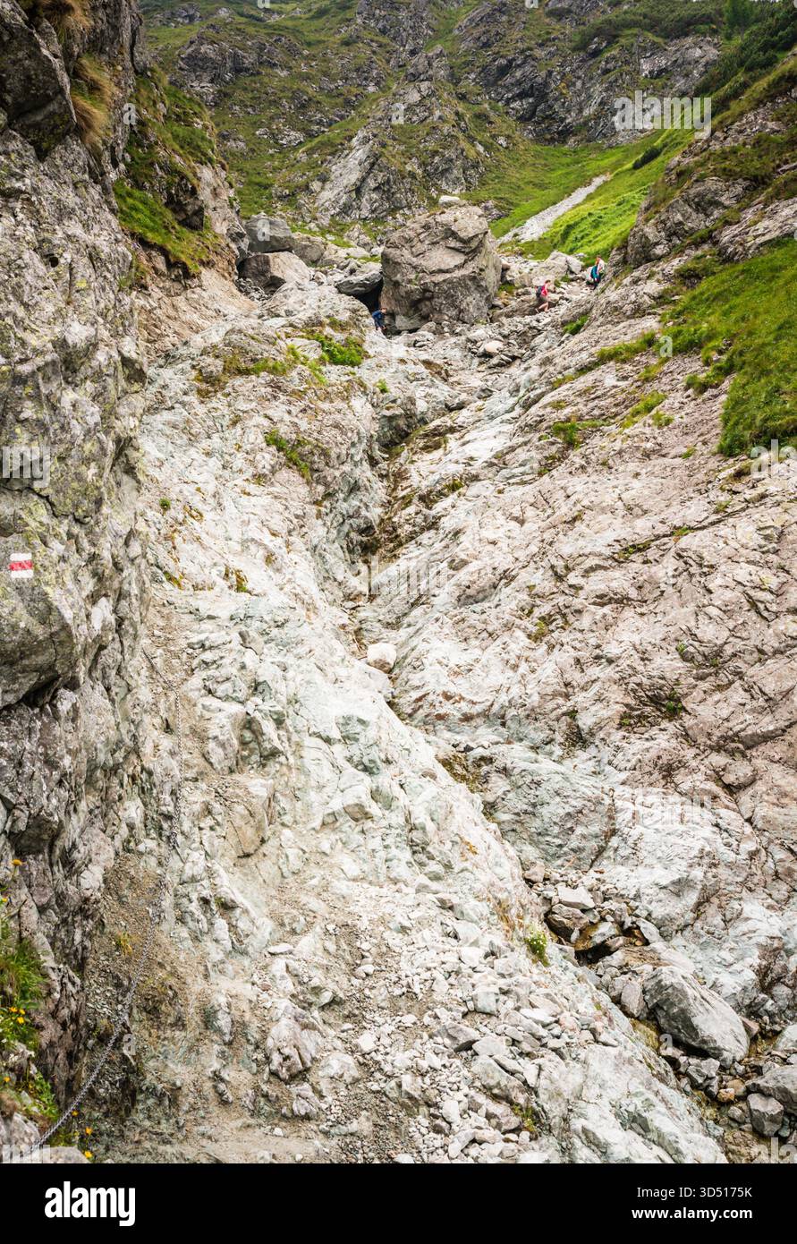 The trail to Veľká Svišťovka in the High Tatras Mountains includes a ...