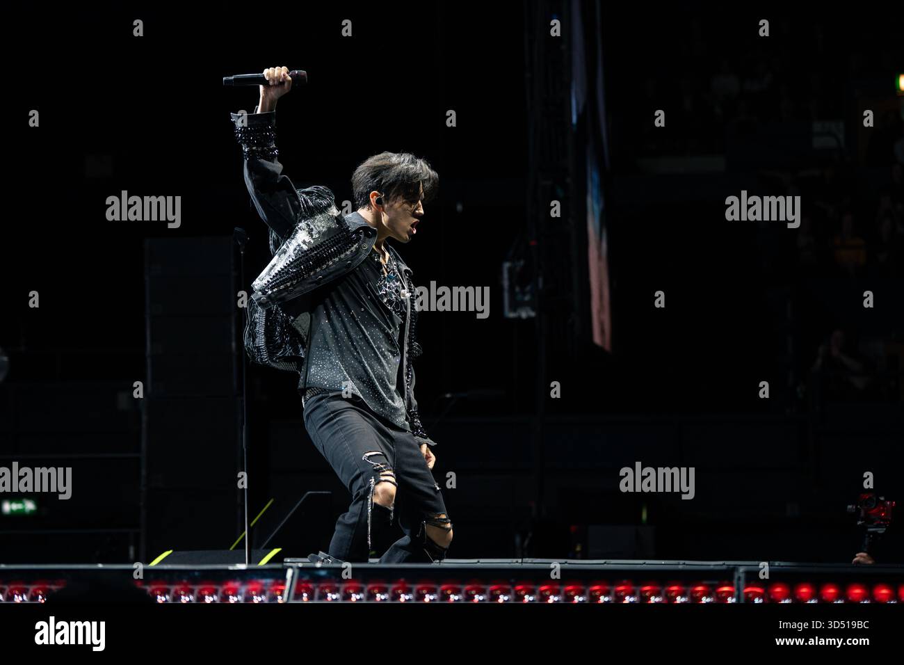 Dimash Qudaibergen performs on stage during his 'Stranger Tour' at Ovo ...