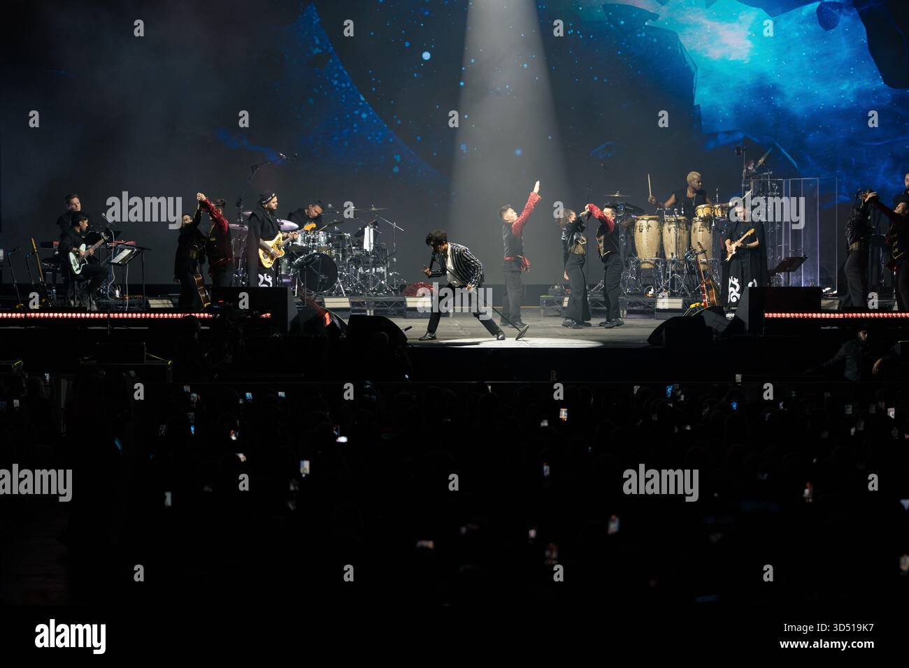 Dimash Qudaibergen performs on stage during his 'Stranger Tour' at Ovo ...