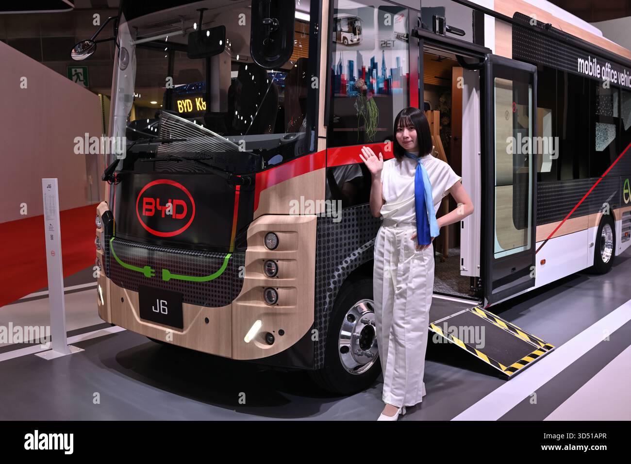 BYD EV bus J6 is displayed at the Japan Mobility Show 2025 in Tokyo ...