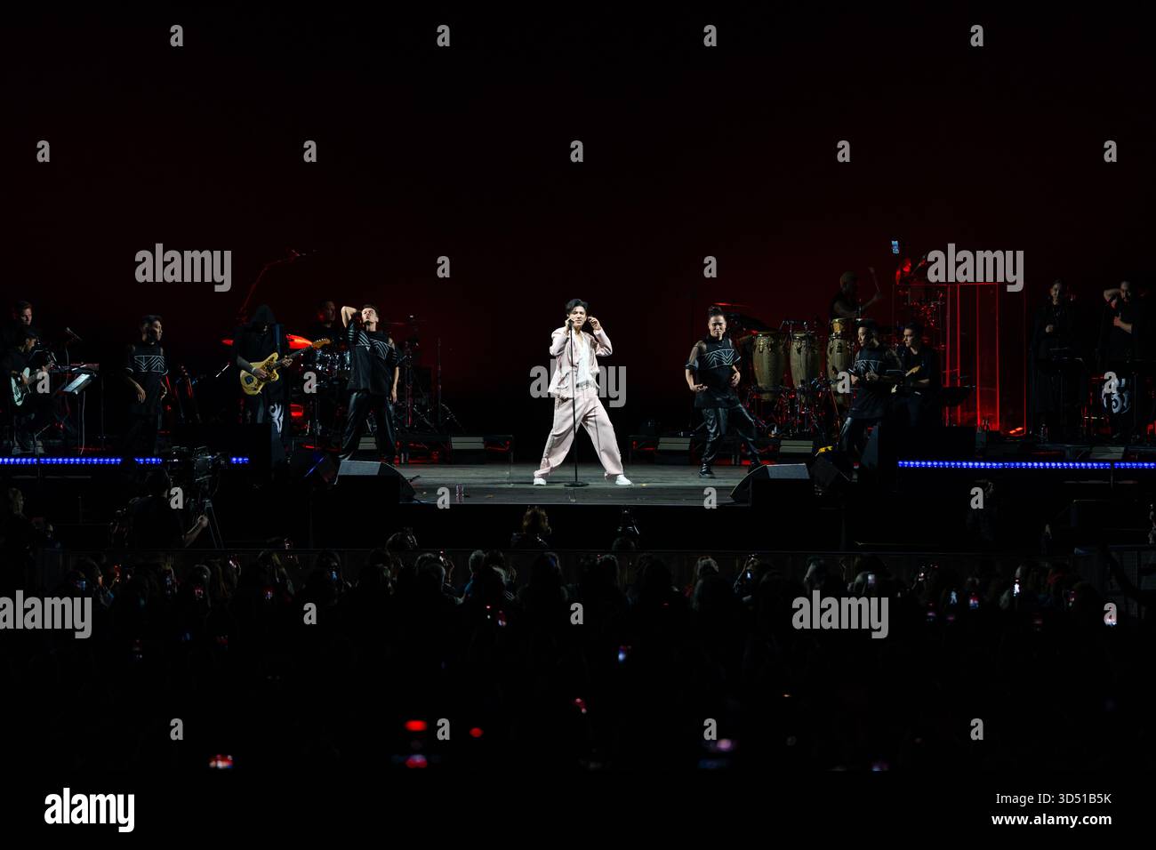 Dimash Qudaibergen performs on stage during his 'Stranger Tour' at Ovo ...