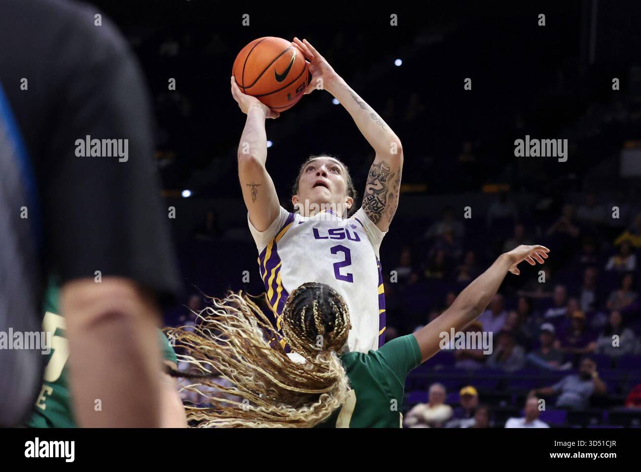 LSU Tigers forward Grace Knox (2) shoots a jumper over Charlotte 49ers ...