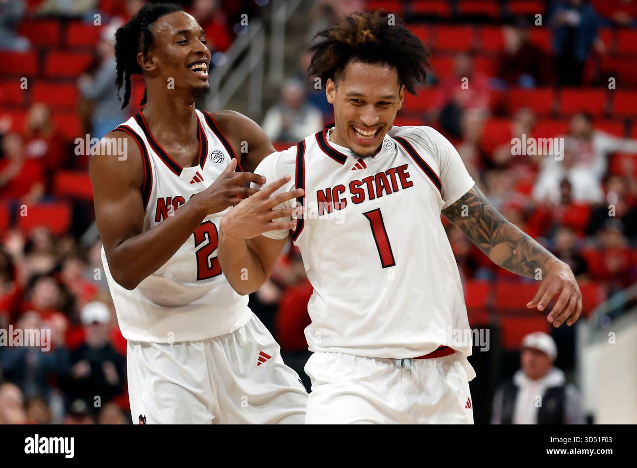 North Carolina State's Darrion Williams (1) celebrates with teammate ...