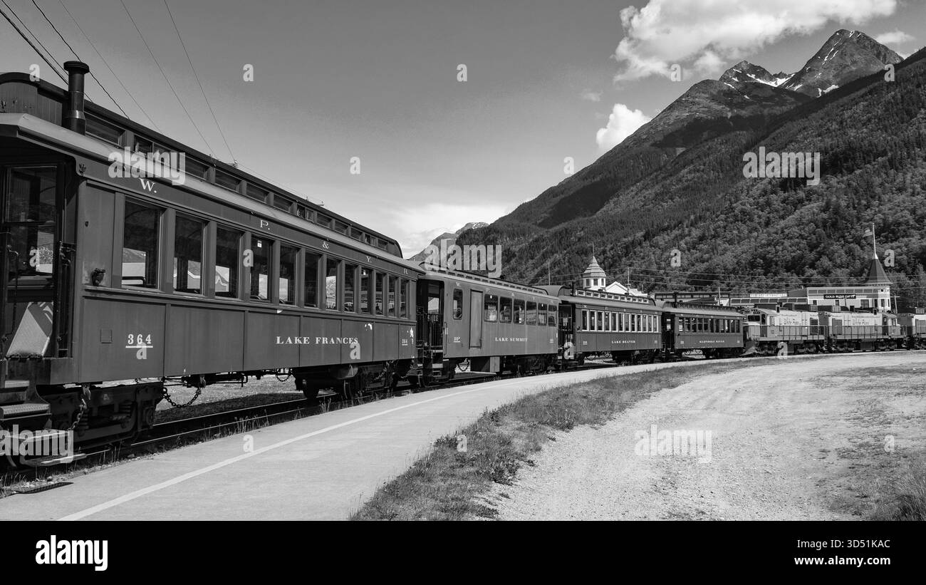 Skagway, Alaska, USA - July 07, 2019: Yukon ride landscape in Alaska ...