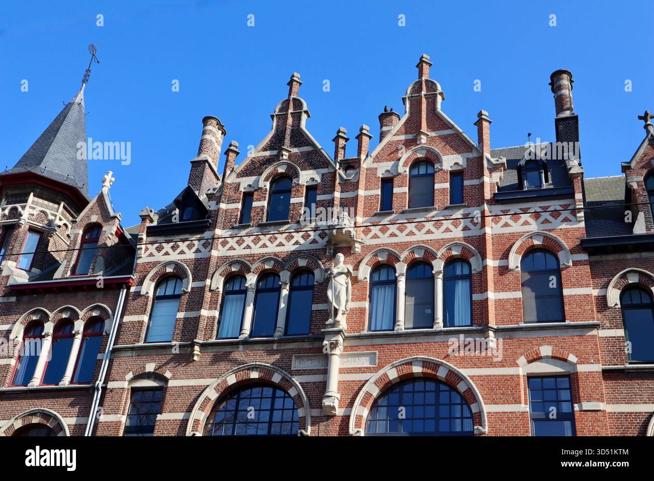Grand Flemish Neo-Renaissance or Eclectic mansion with red brick facade ...