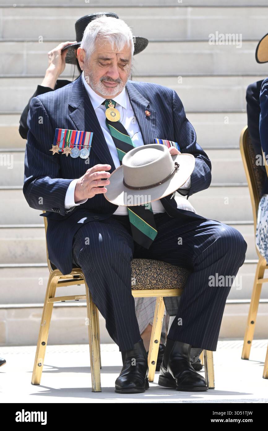 Retiring RSL President Greg Melick after speaking at a Remembrance Day ...