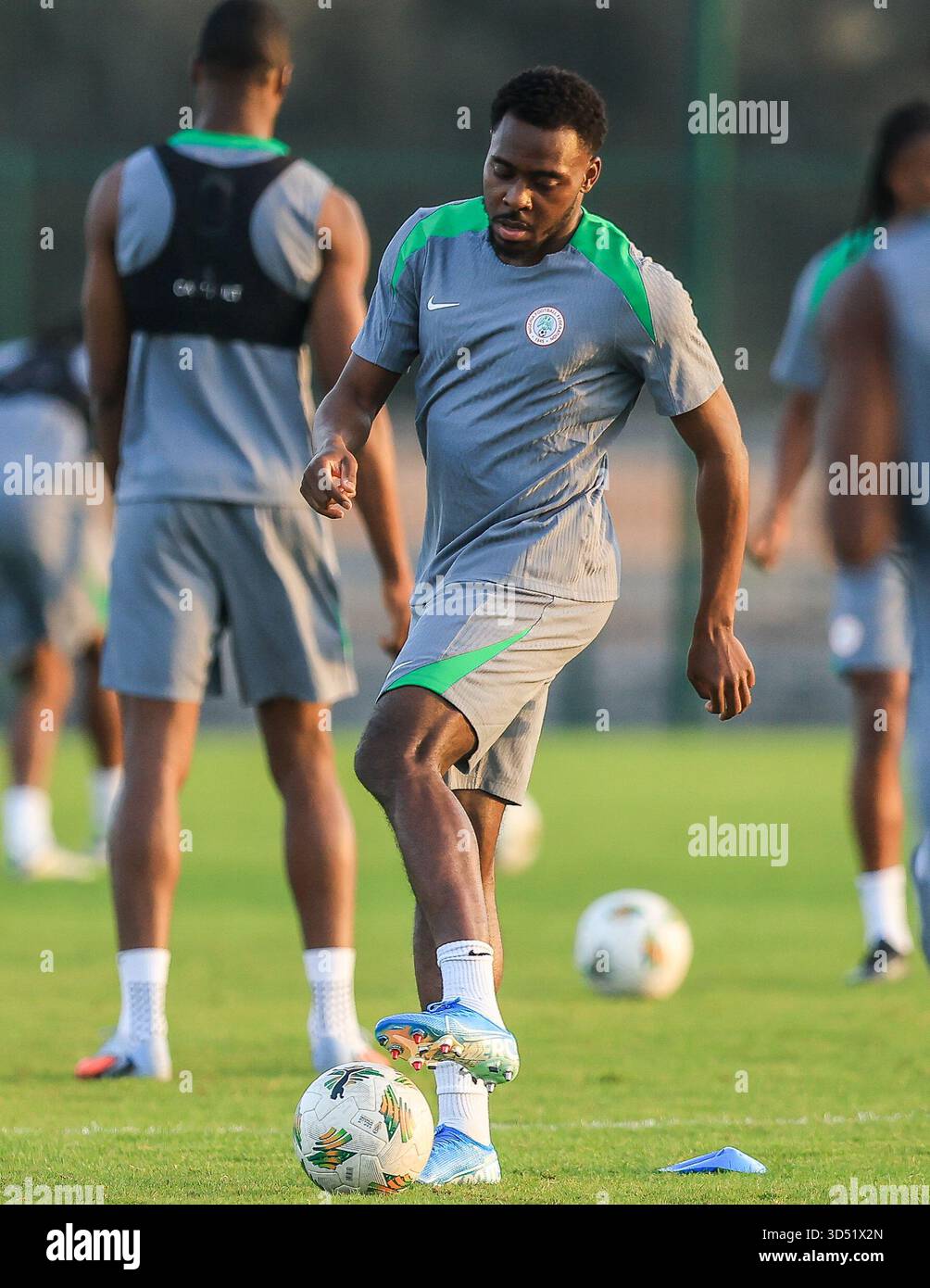 Rabat, Morocco.. 12th Nov, 2025, Bright Osayi Samuel in training for Nigeria vs Gabon Fifa World ...