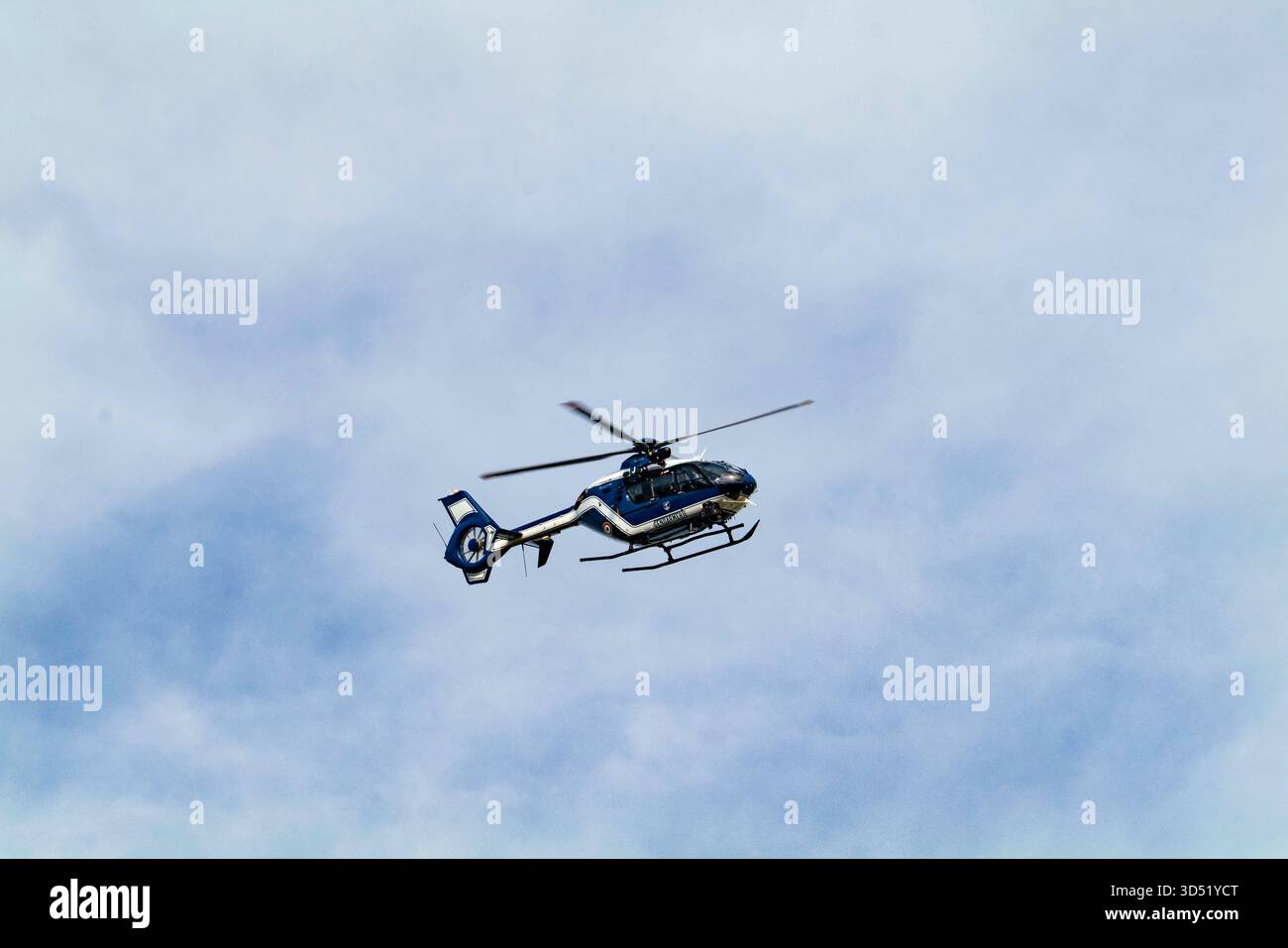 A police helicopter above the convoy. Farmers from the Occitanie region ...