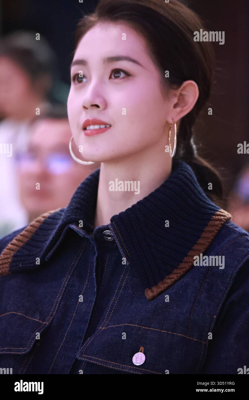 Chinese actress Guo Yuxin attends an activity in Hangzhou City, east ...