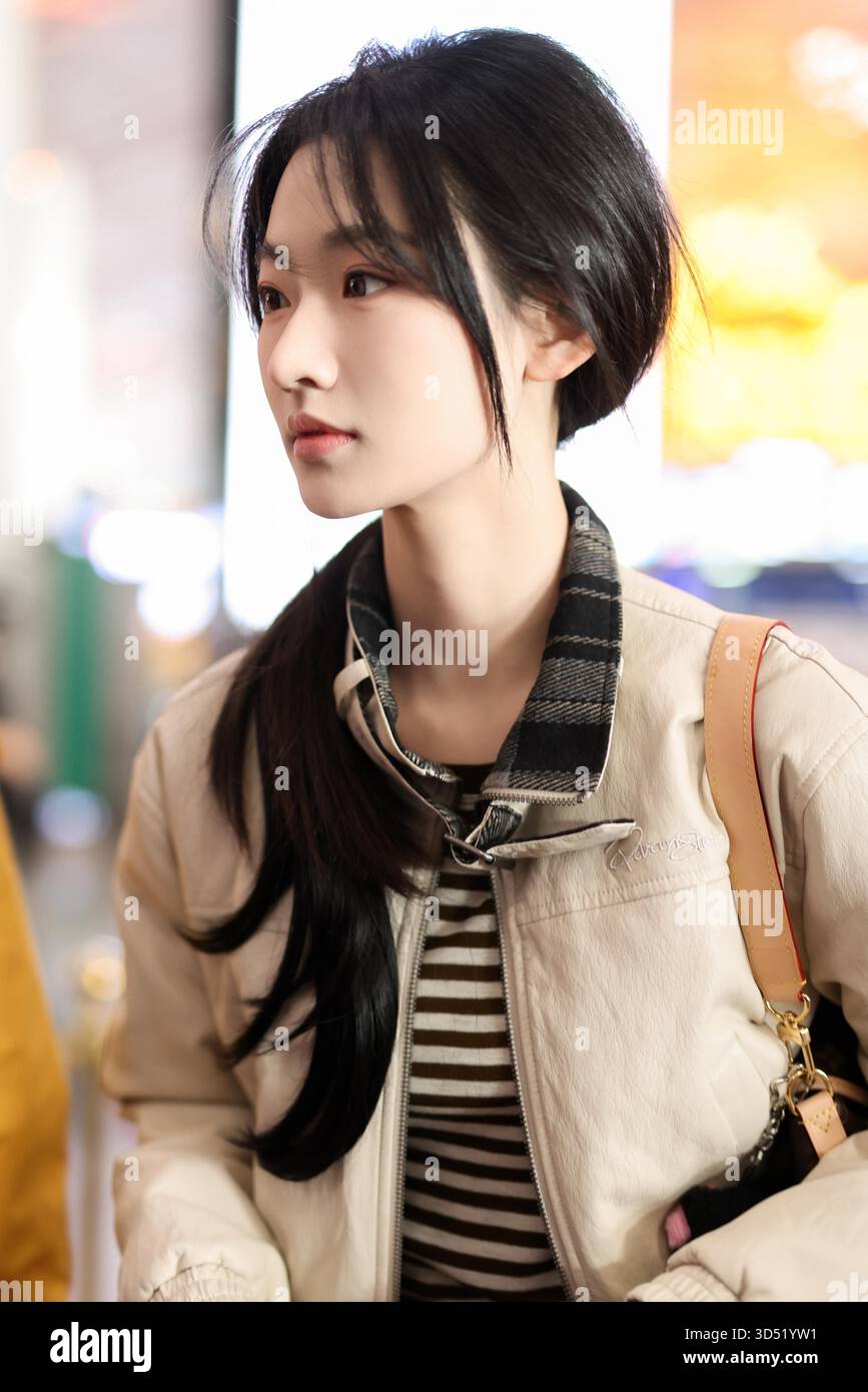 Chinese actress Yang Yutong appears at the airport in Beijing, China ...