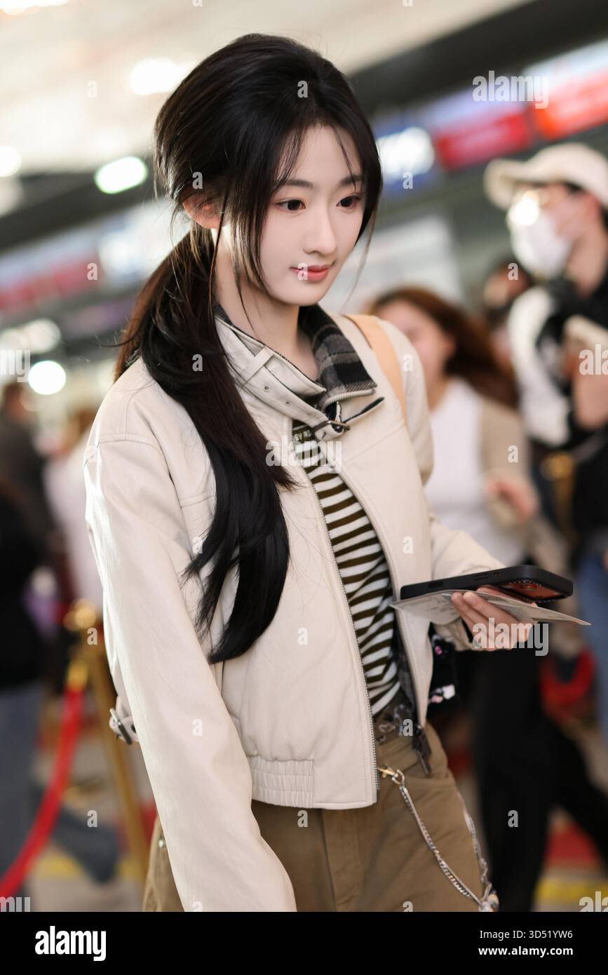 Chinese actress Yang Yutong appears at the airport in Beijing, China ...