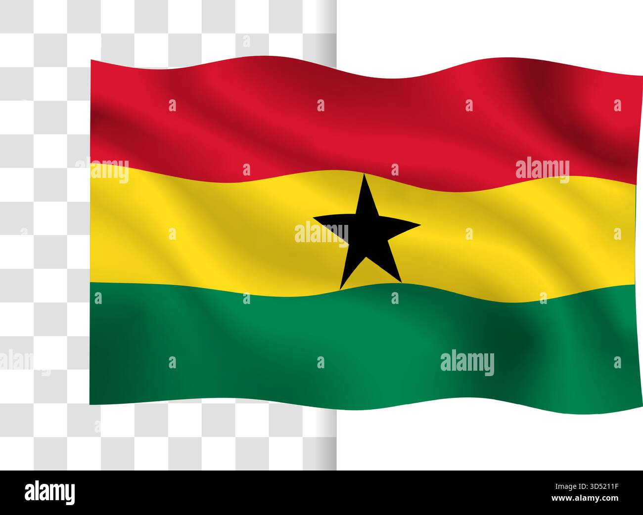 Ghana Flag Vector Featuring Black Star on Red, Yellow, and Green ...