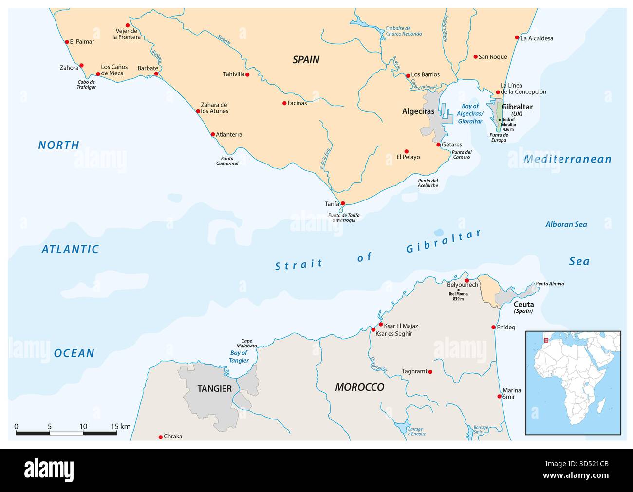 Strait of gibraltar map hi-res stock photography and images - Alamy