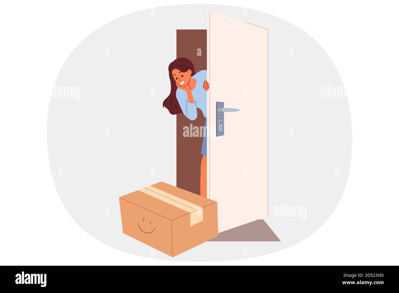 Woman receiving package door Stock Vector Images - Alamy
